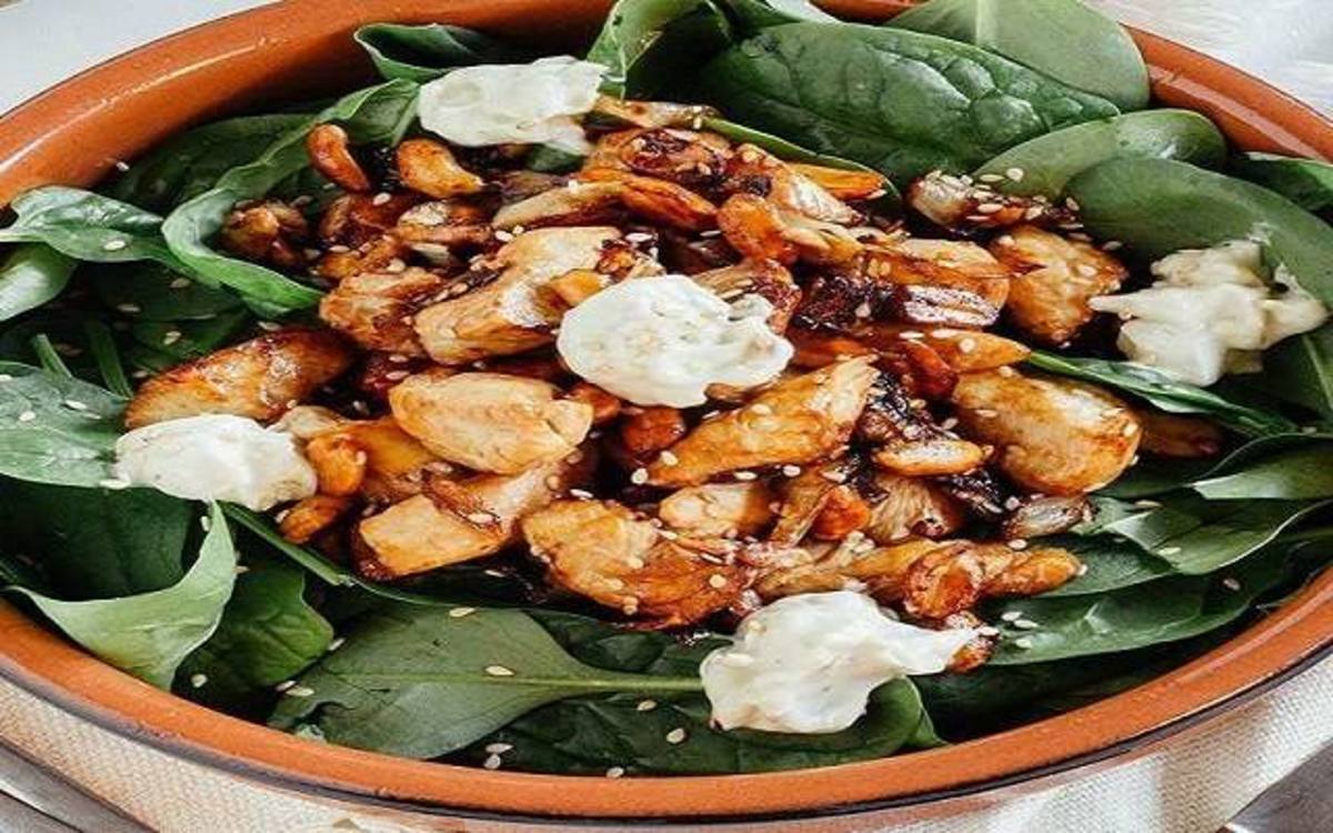 Receta de Ensalada de espinacas y pollo